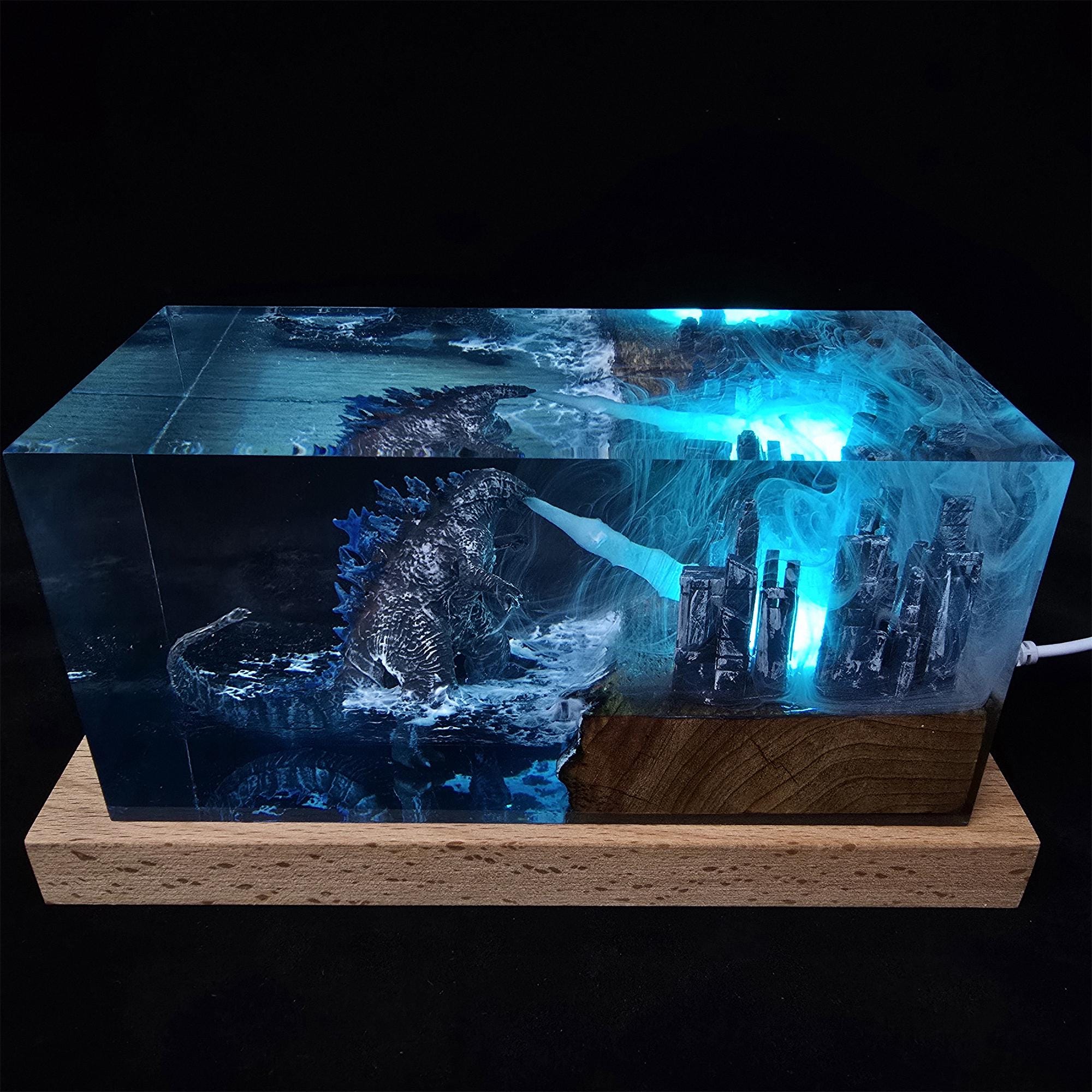 Large Godzilla Night Lamp, Epoxy Resin Lamp With Godzilla Figure and ...