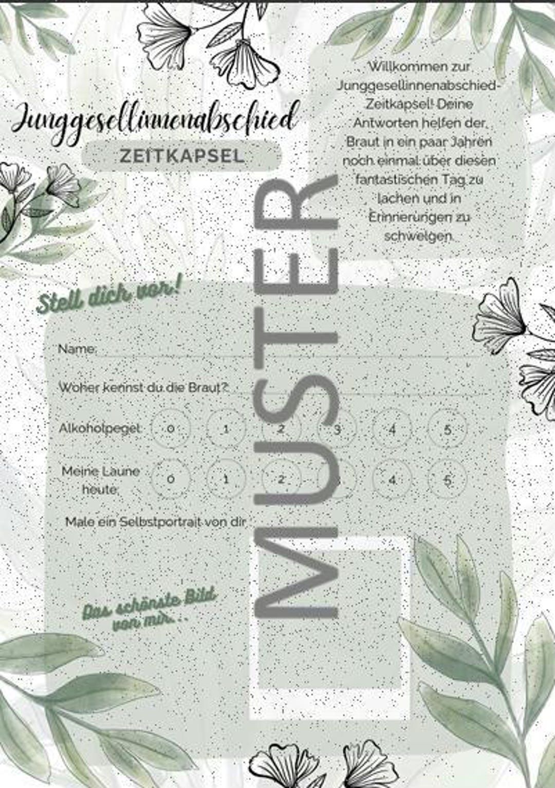 JGA Time Capsule Template | Hen Party Game | Digital PDF for Download ...