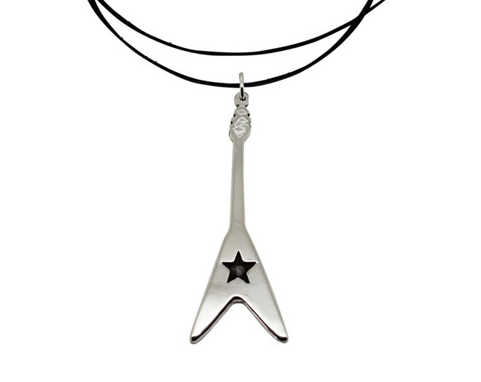 Flying V Guitar Sterling Silver Necklace - Etsy