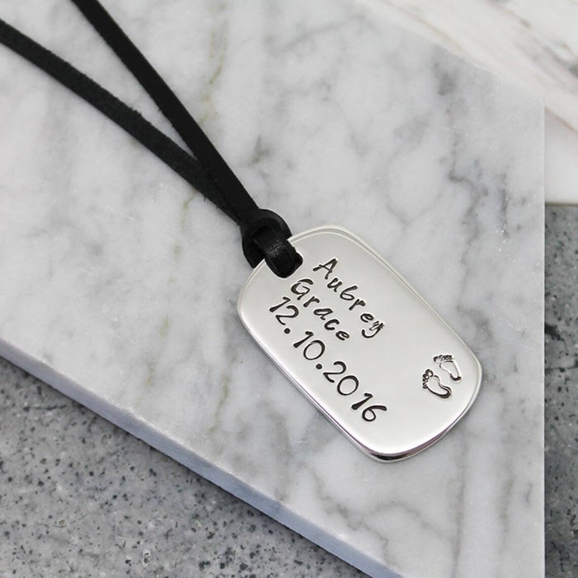Personalised Sterling Silver Dog Tag Pendant - Etsy