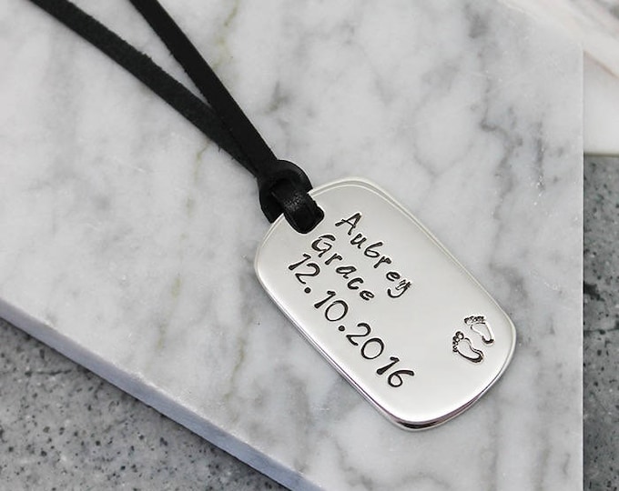 Personalised Sterling Silver Dog Tag Pendant - Etsy