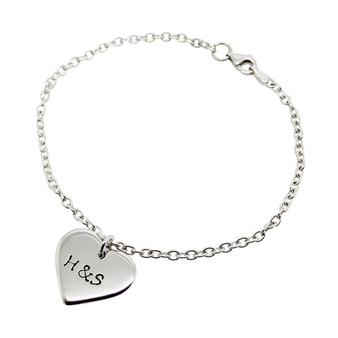 Personalised Sterling Silver Love Heart Bracelet Heart - Etsy
