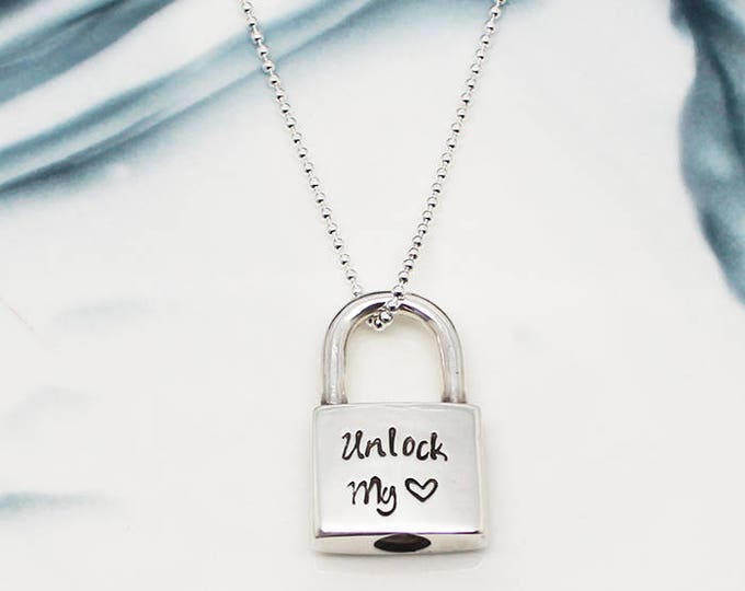 Personalised Padlock Necklace, Sterling Silver Padlock Necklace ...