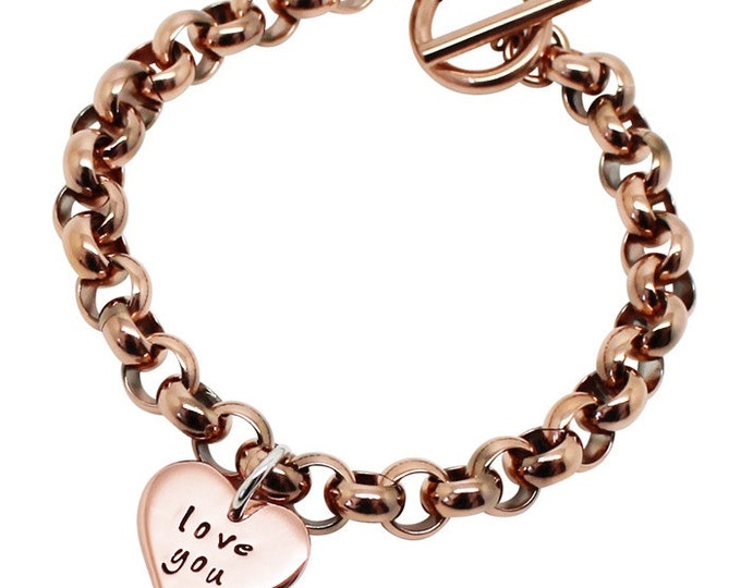 Personalised 9K Love Heart Chunky Bracelet, Love Heart Bracelet, Heart ...
