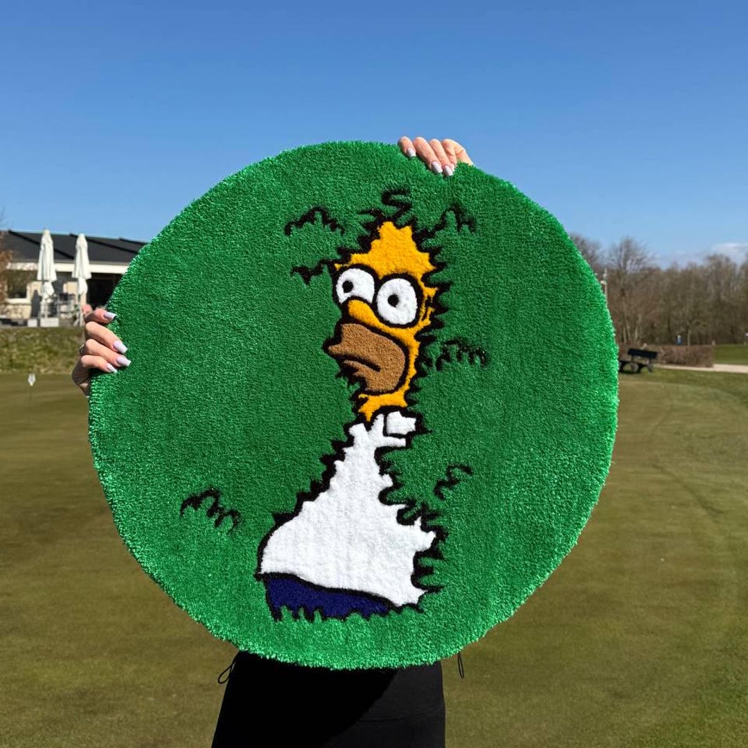 Homer in the Bushes Tufted Rug – Handmade Simpsons Decor, Funny Home ...