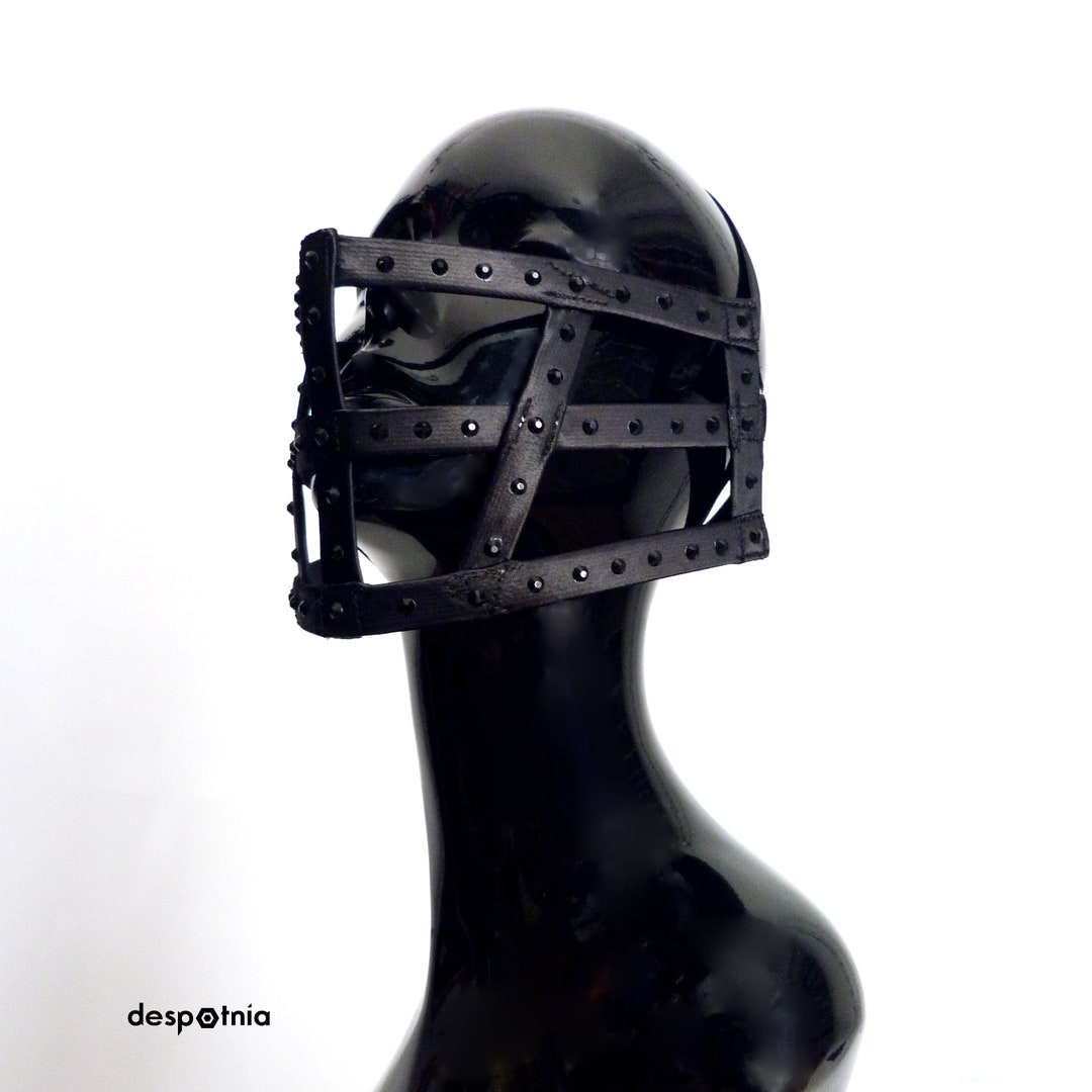 High Black Cage- Mouth Mask With Rhinestones/ Fetish Mask/ Burningman ...