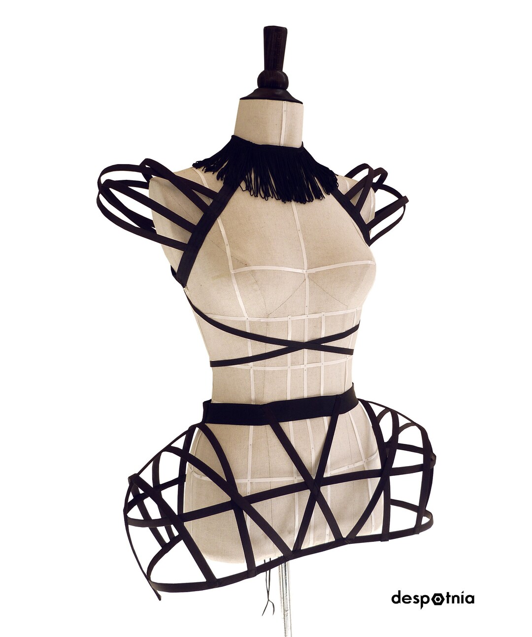 Christmas Cage Bolero/ Burlesque Cage Shoulders/ Circus/ Fringe Cage ...