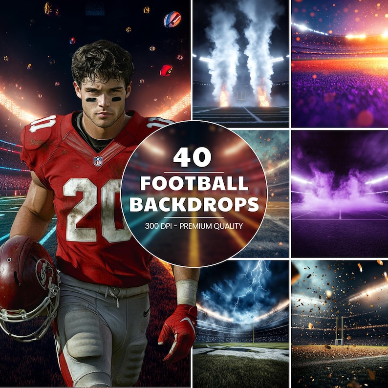 Custom Football Photography Backdrop: Senior Portrait Overlay (digital ...