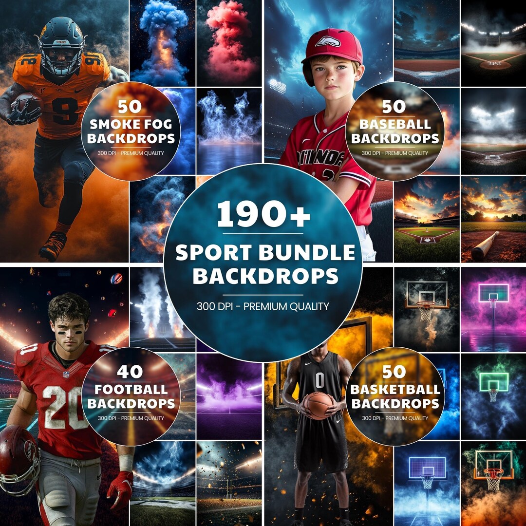 Sports Backgrounds Bundle: Smoke Fog Overlays, Digital Backdrops ...