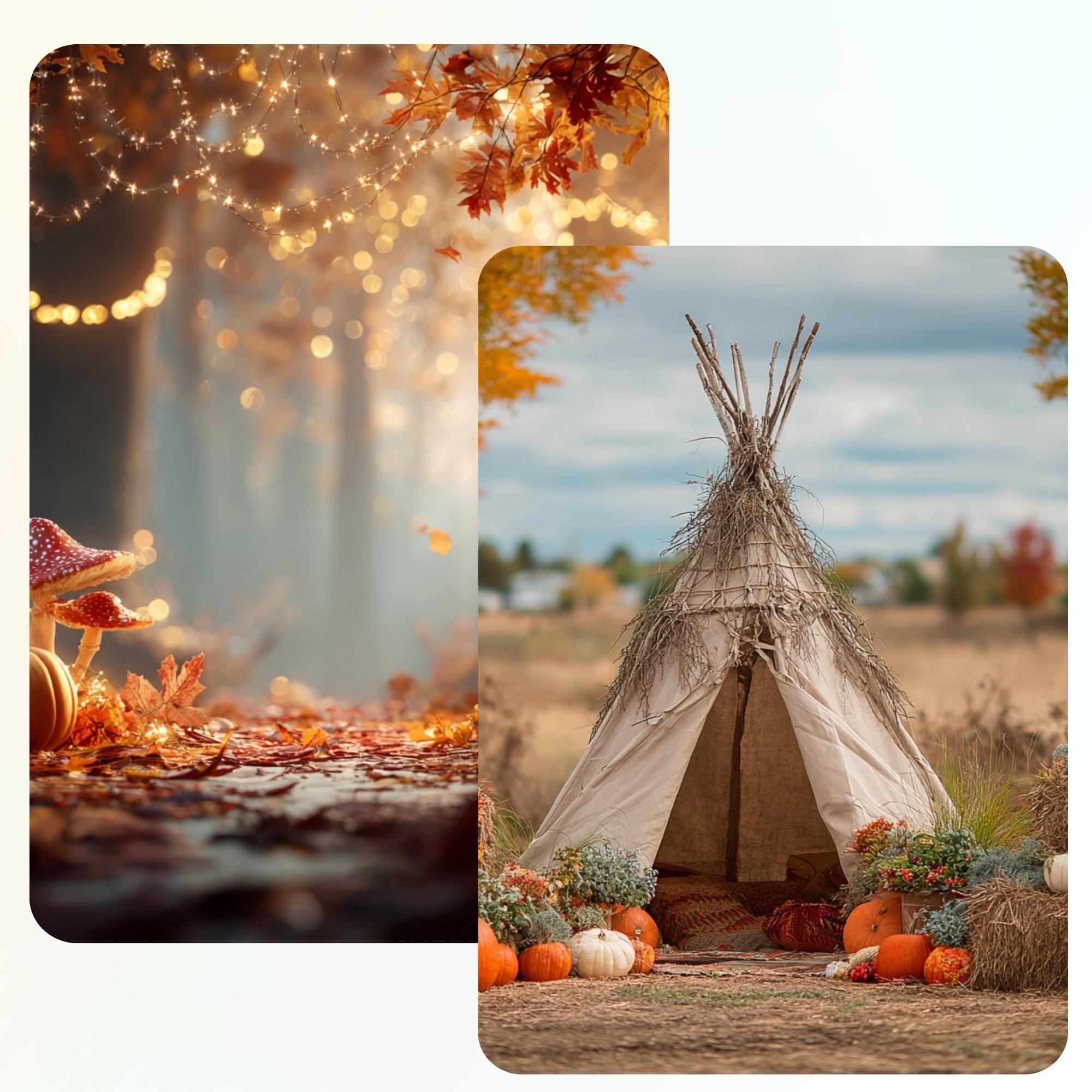 45 Autumn Bundle, Fall Backdrop, Enchanted Forest Backdrop Png Overlays ...