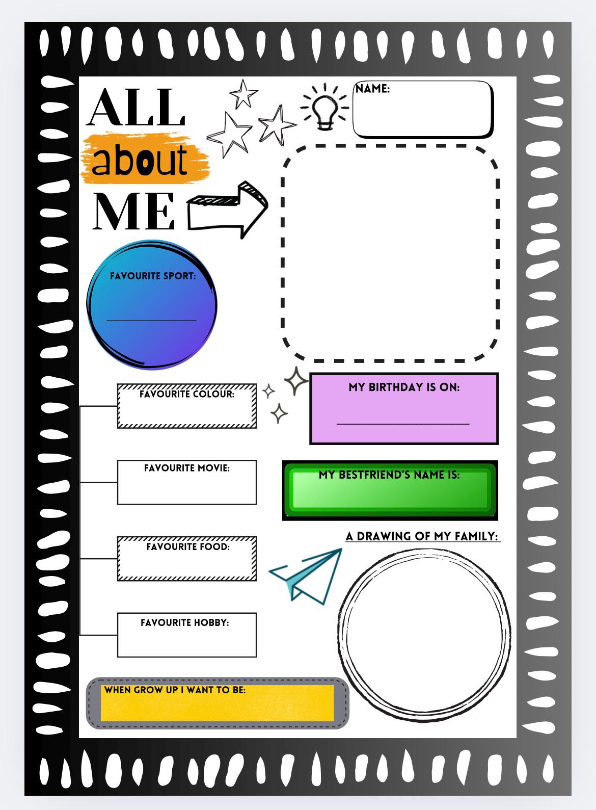 Digital All About Me Template - Etsy