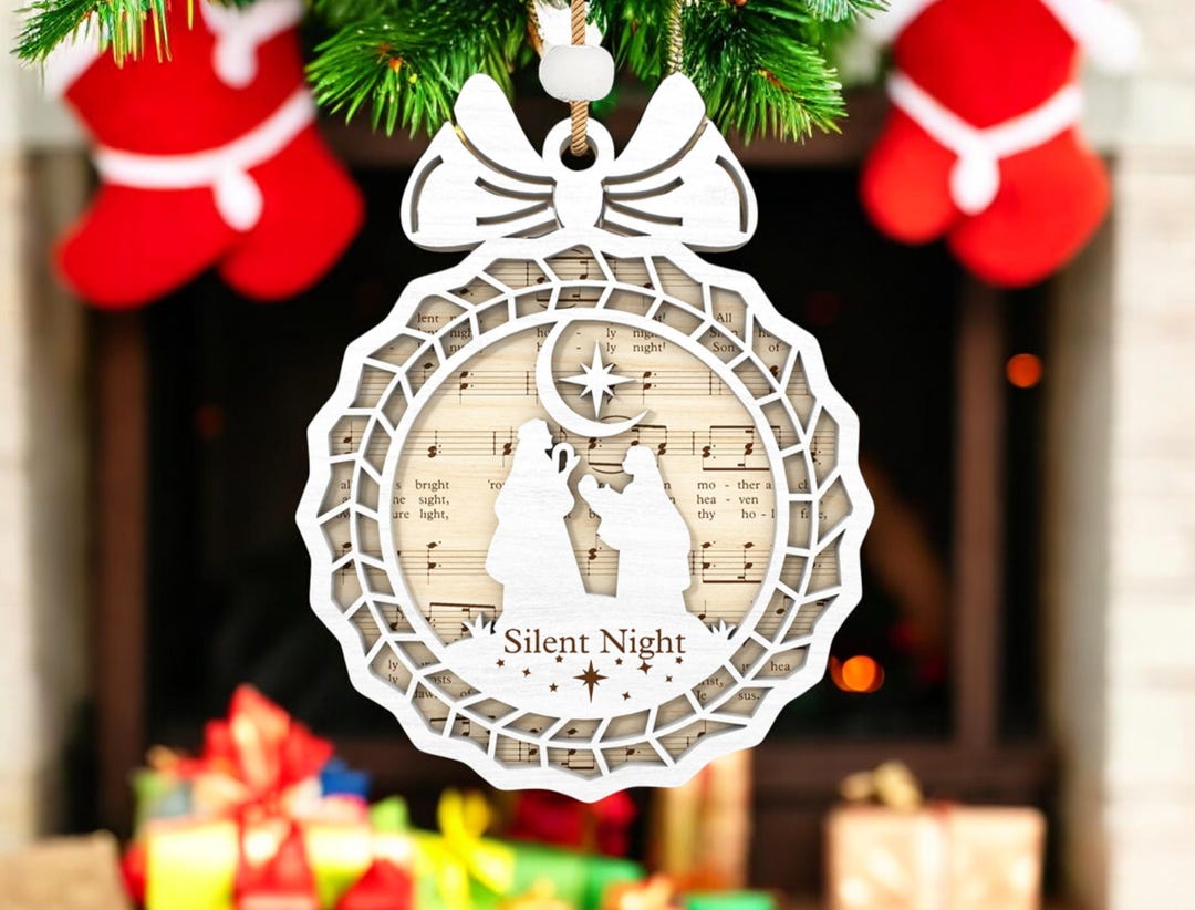 Silent Night Ornament Laser Cut File Svg, Nativity Scene Svg, Layered ...