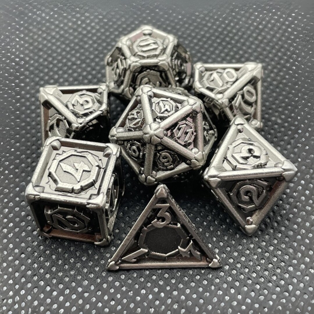 Metal Dnd Dice Set, Sharp Edge Dice, Gold and Silver Gear Board Game ...