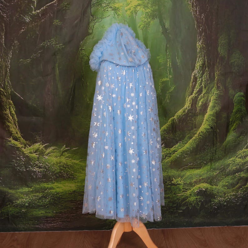 Elsa Inspired Cloak Adorned With Silver Snowflakes on Fully Lined Sky ...