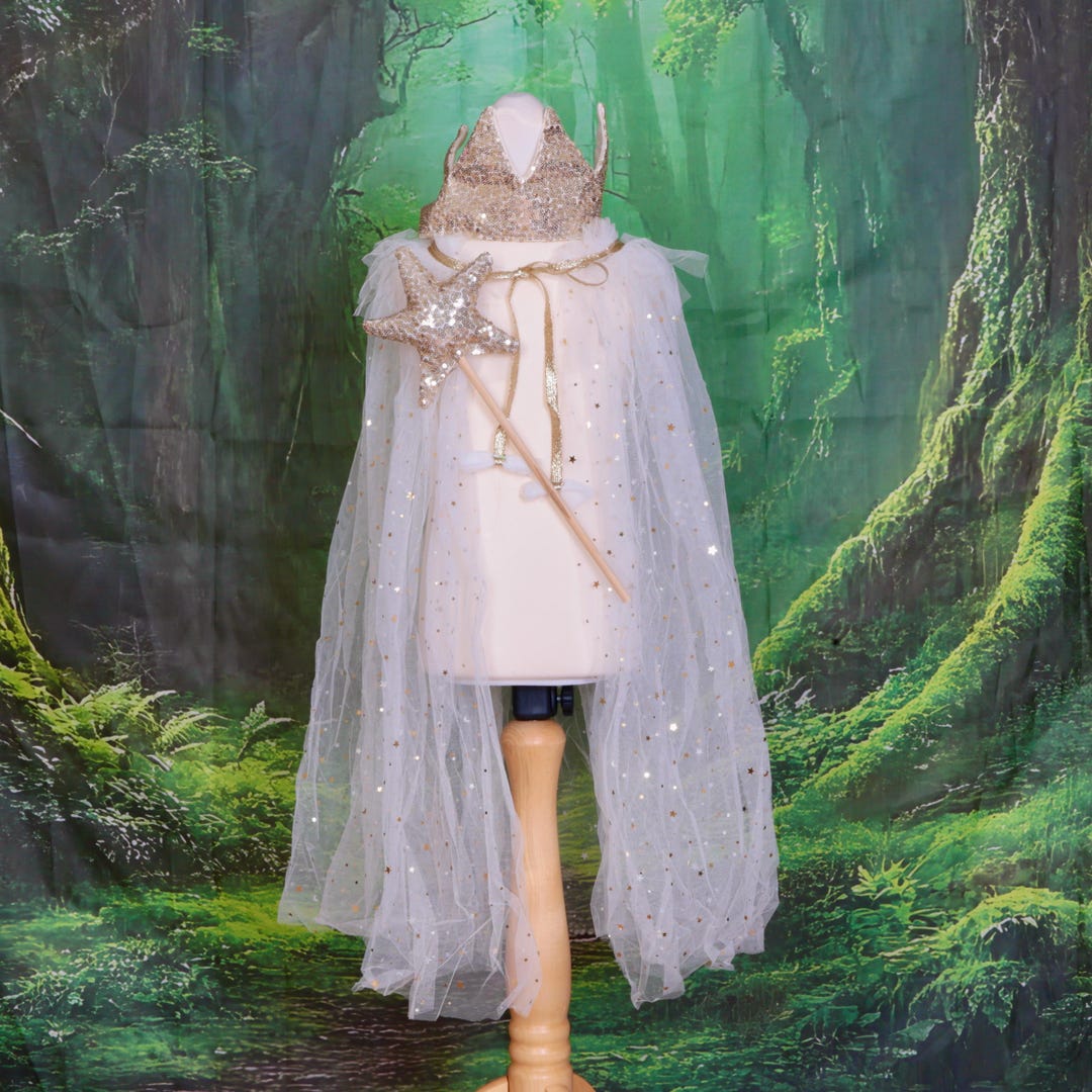 White Sparkle Cloak With Sparkling Stars for Girls and Boys. Party ...