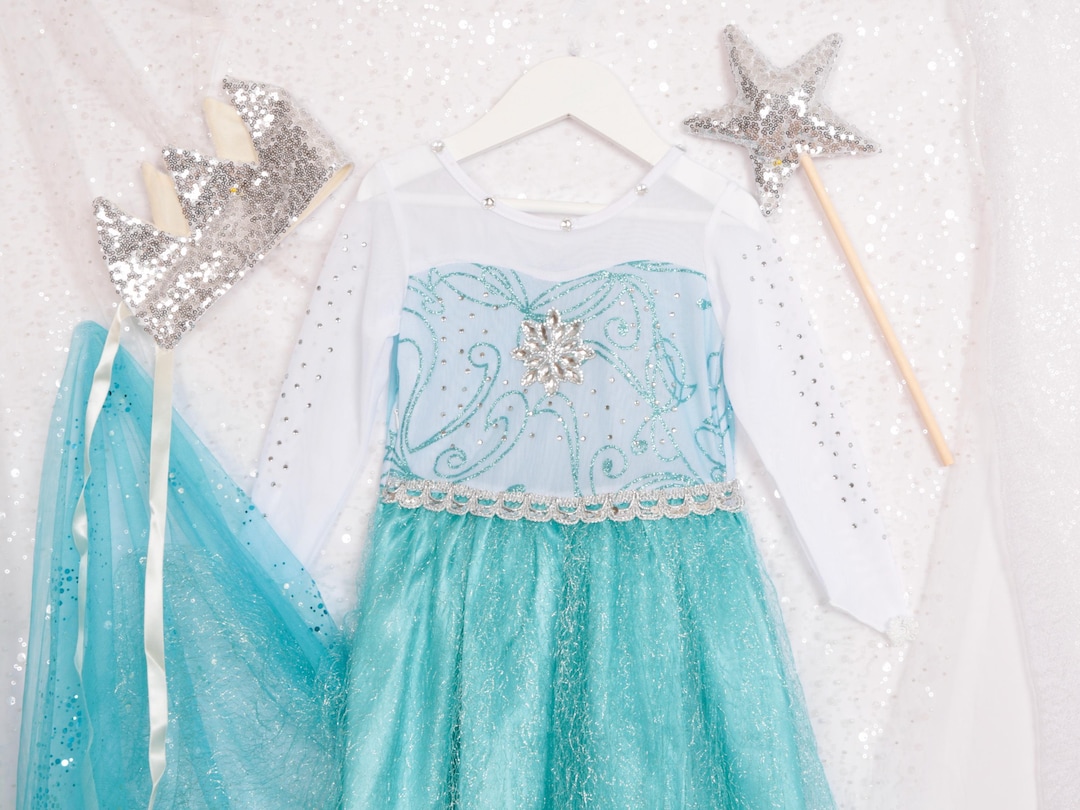 Princess Elsa Inspired Dress for Girls: Satin With Sparkling Decorated ...