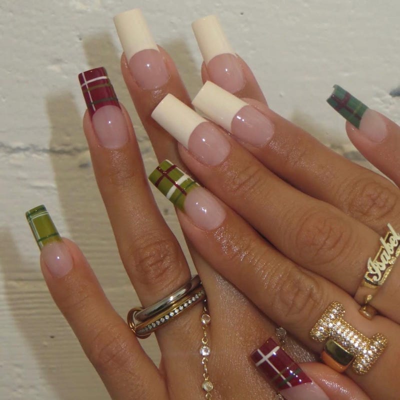 Green Winter Nails Square - Etsy