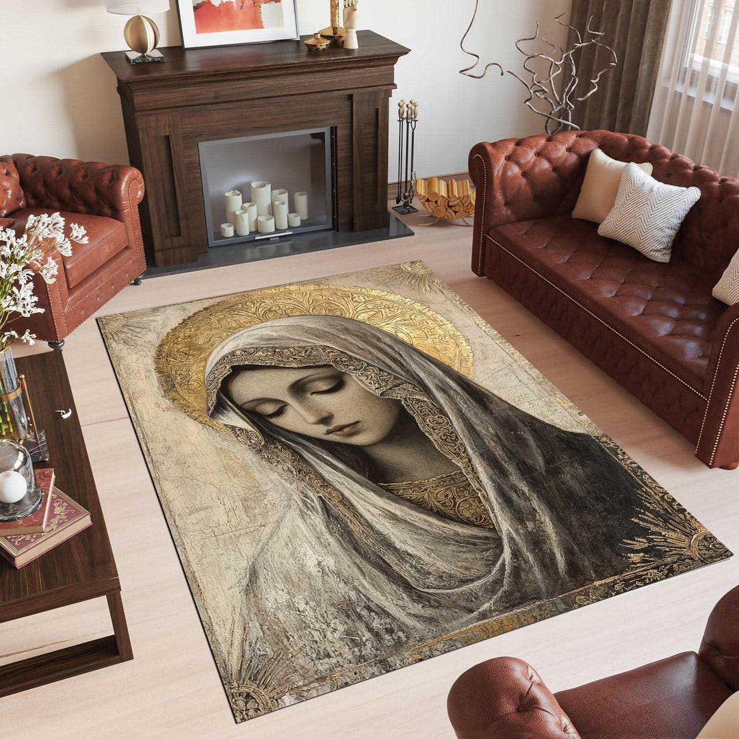 Virgin Mary Rug, Orthodox Icon Rug, Iconıc Rug, Aesthetic Rug ...