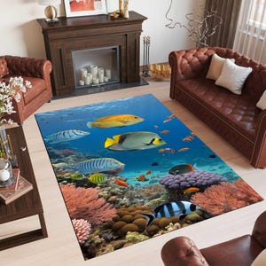 Fish Rug, Ocean Rug, Ocean Theme, Colourful Fish Rug, Office Rug ...