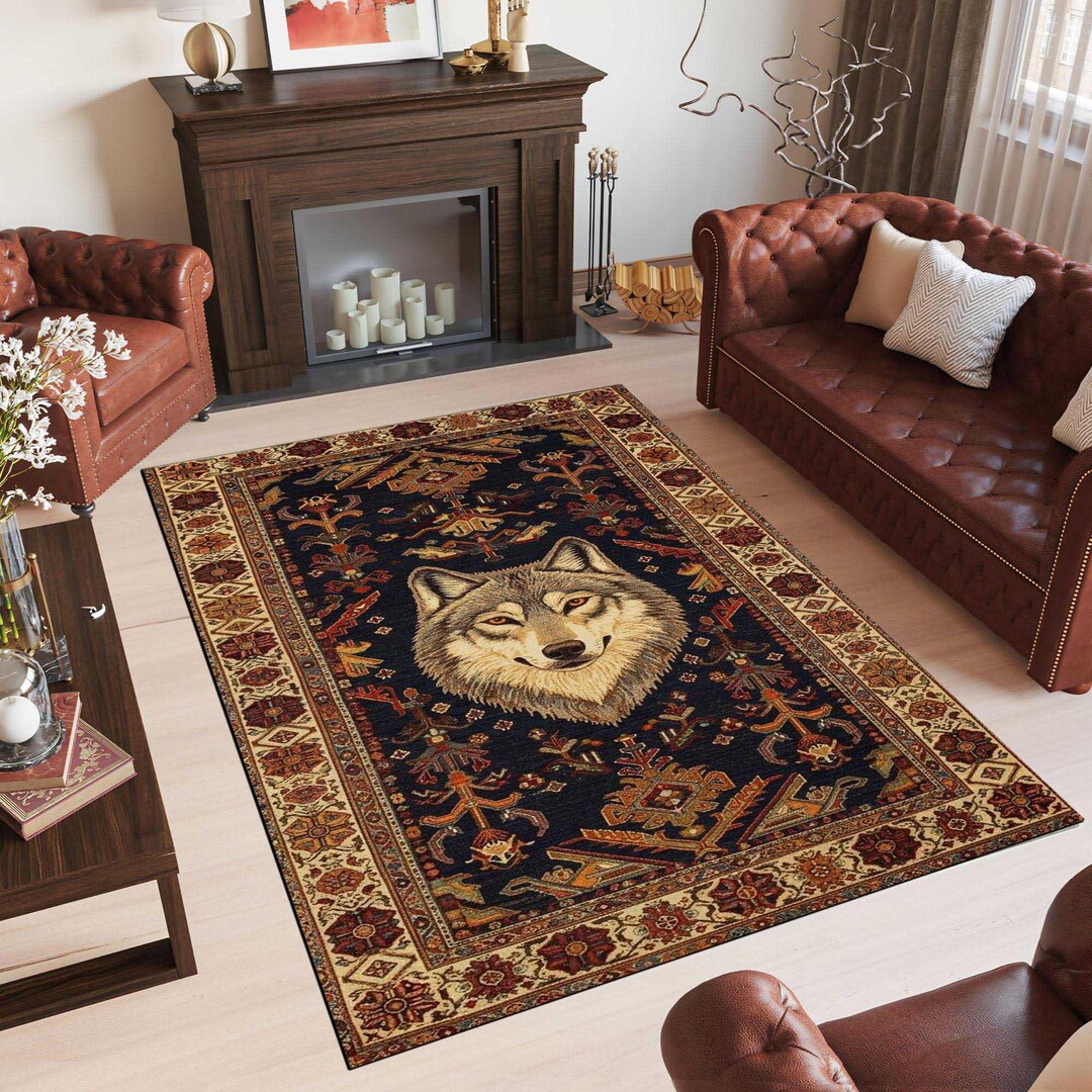 Wolf Rug, Aesthetic Rug, Wolf Theme Rug, Popular Rug, Ethnic Rug, Salon ...