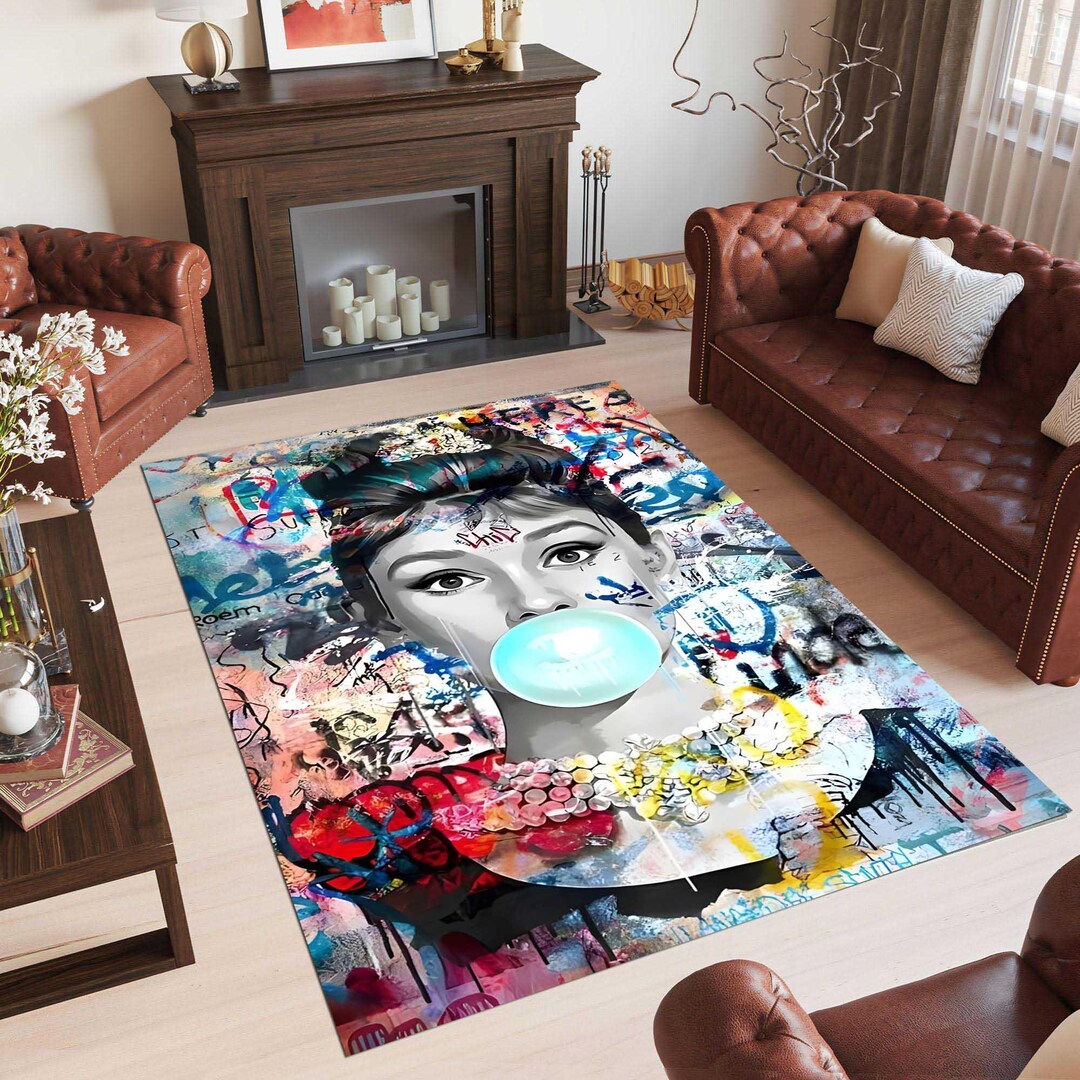 Pop Art Rug, Graffiti Rug, Trippy Rug, Art Rug, Artwork Rug, Aesthetic ...