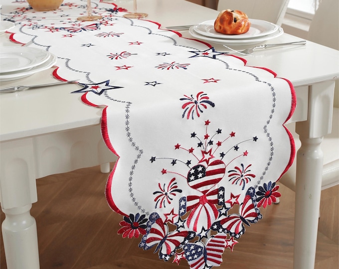 American Table Runner, Quilted 4th of July Table Runner, Belle Isle ...