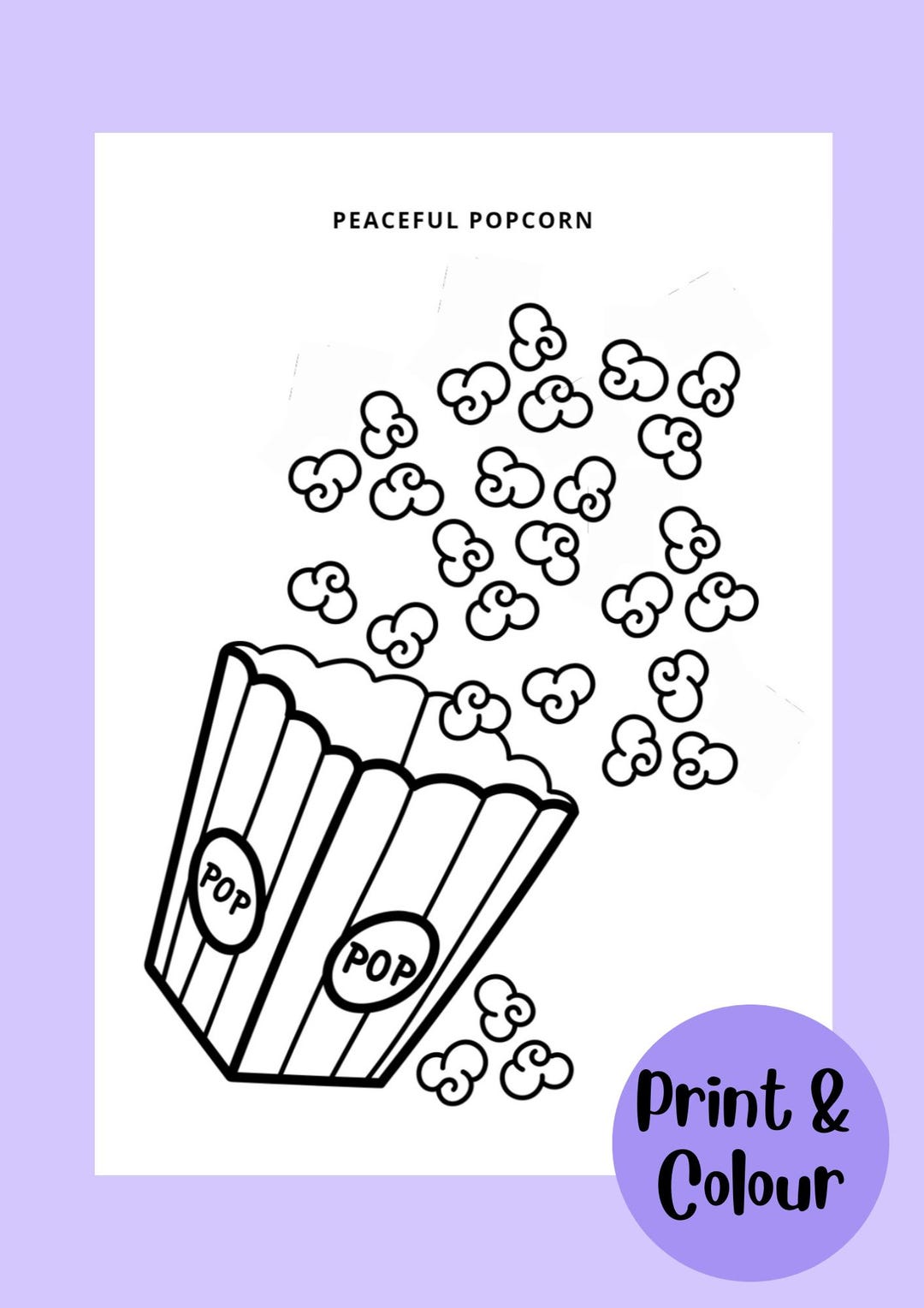 Peaceful Popcorn- Self Care Colouring Page, Mindfulness Activity - Etsy