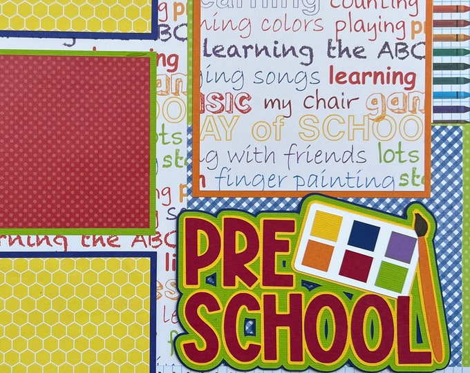 PRE SCHOOL 12x12 Pre-made Scrapbook Page Layout PRESCHOOL - Etsy