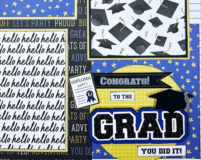CONGRATS to the GRAD 12x12 Pre-made Scrapbook Page Layout GRADUATION - Etsy