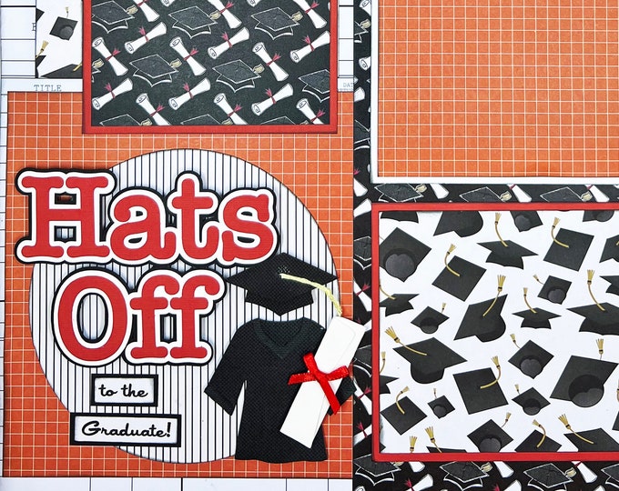 HATS OFF to the GRADUATE! 12x12 Pre-made Scrapbook Page Layout ...