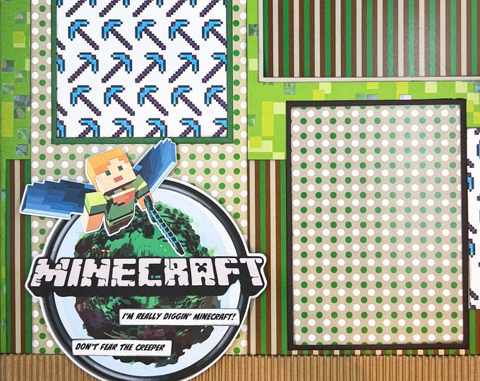 MINECRAFT 12x12 Premade Scrapbook Layout CREEPER - Etsy