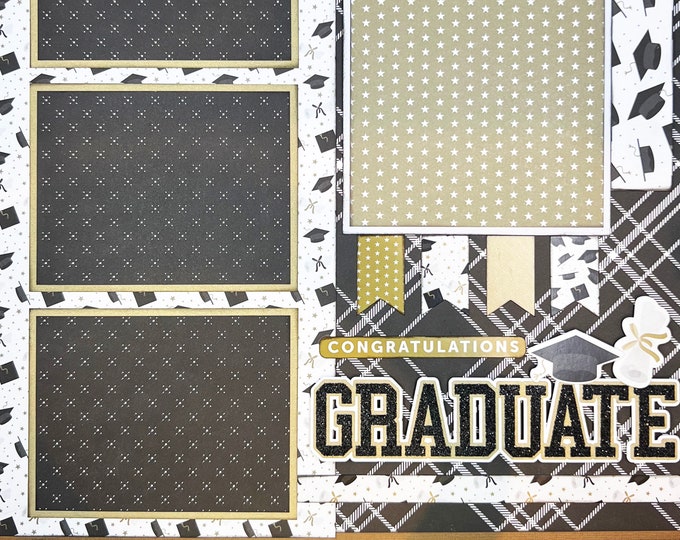 CONGRATULATIONS GRADUATE 12x12 Double Pre-made Scrapbook 2-page Layout ...