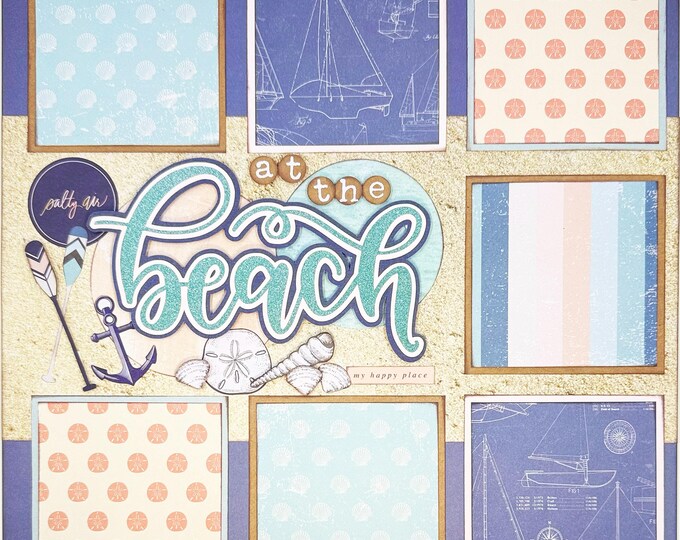 AT THE BEACH 12x12 Double Premade 2-page Scrapbook Layout Vacation ...