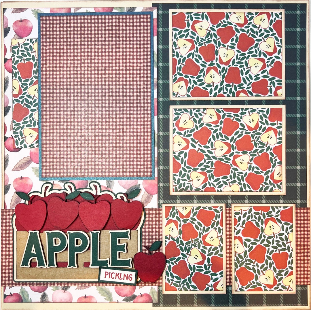 APPLE PICKING 12x12 Pre Made Scrapbook Page Layout Apples - Etsy