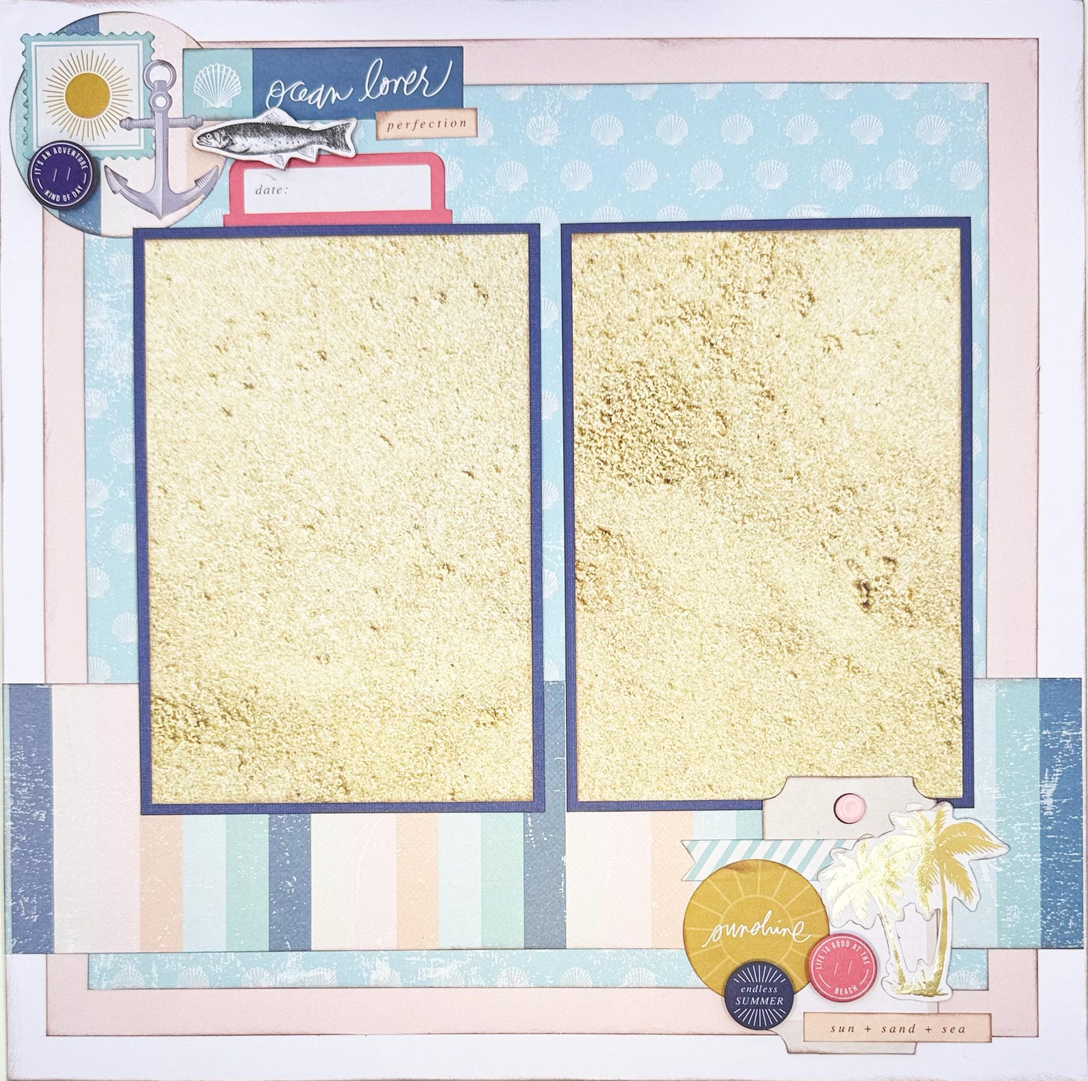 AT THE BEACH 12x12 Double Premade 2-page Scrapbook Layout Vacation ...