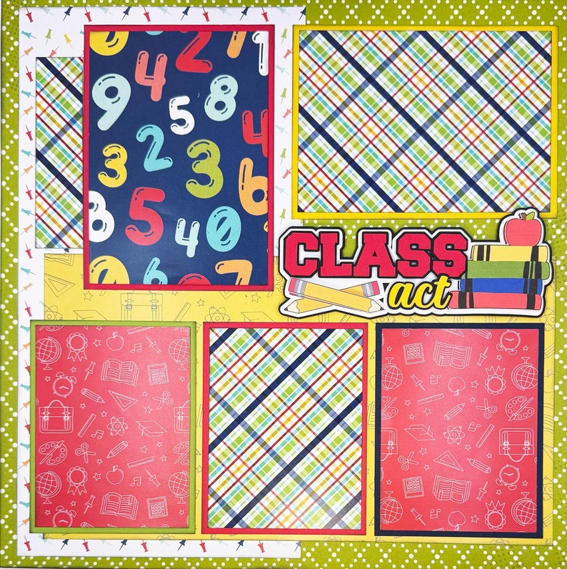 CLASS ACT 12x12 Premade Scrapbook Layout SCHOOL - Etsy