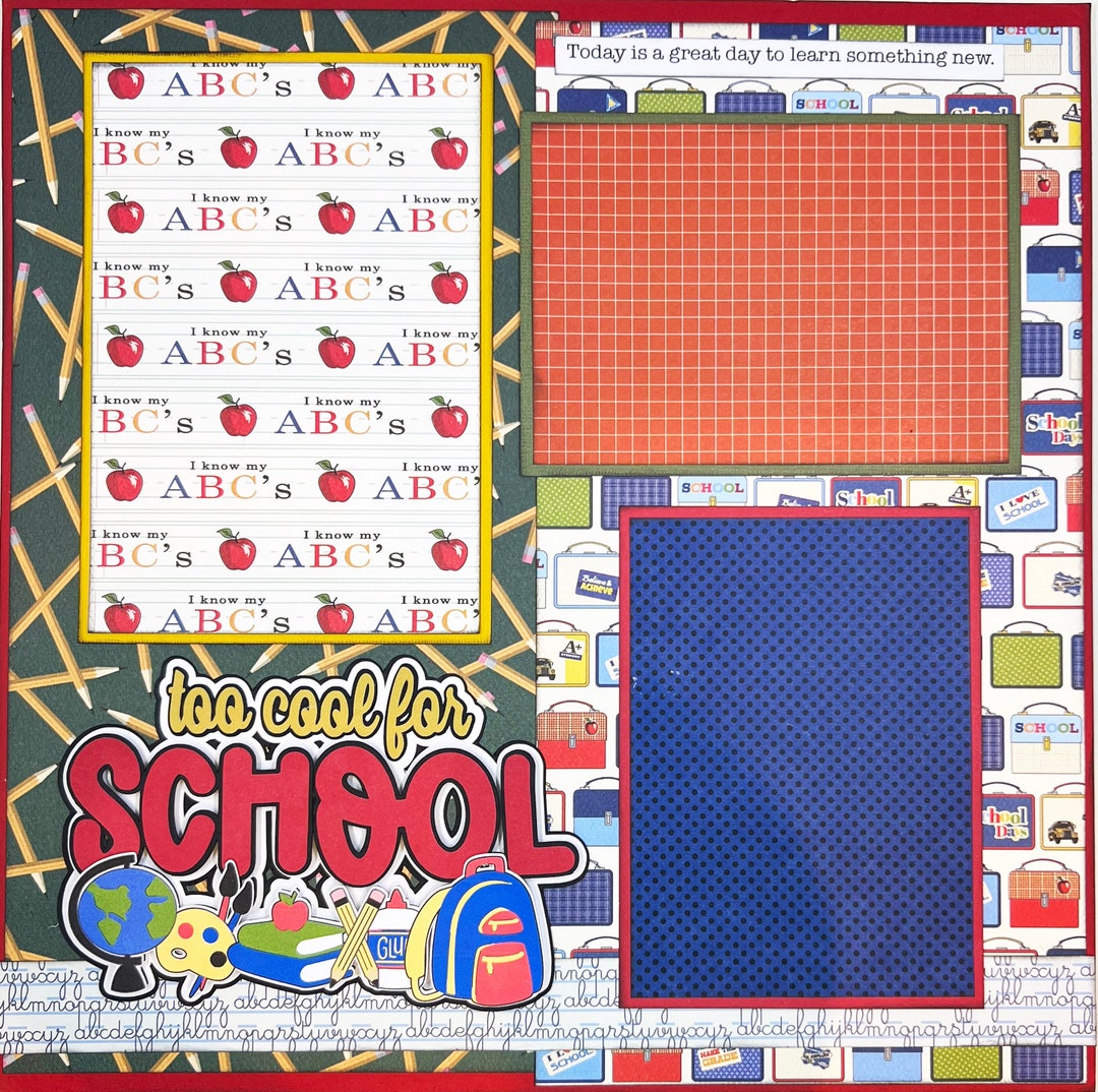 TOO COOL for SCHOOL 12x12 Double Premade Scrapbook 2-page Layout - Etsy