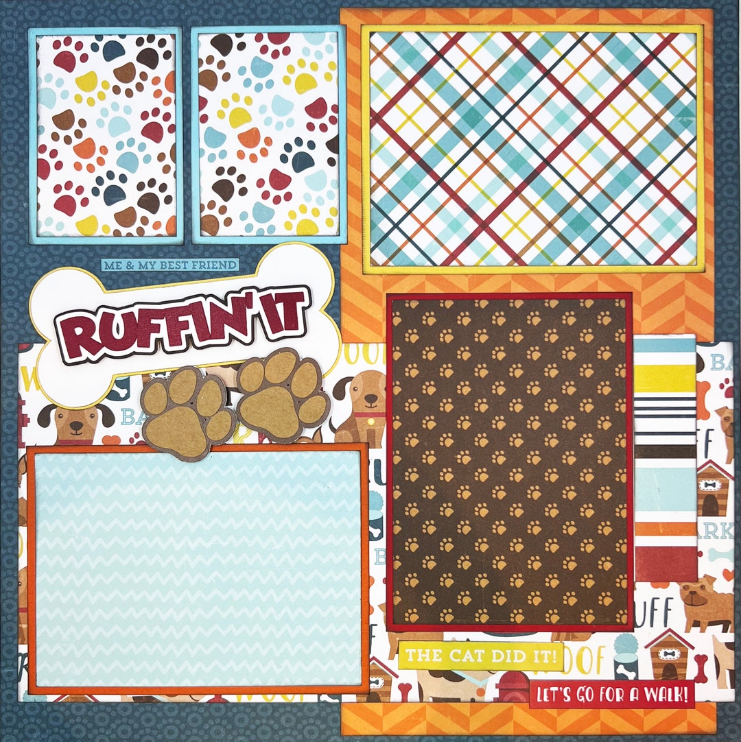 RUFFIN' IT 12x12 Premade Scrapbook Layout Pet DOG - Etsy