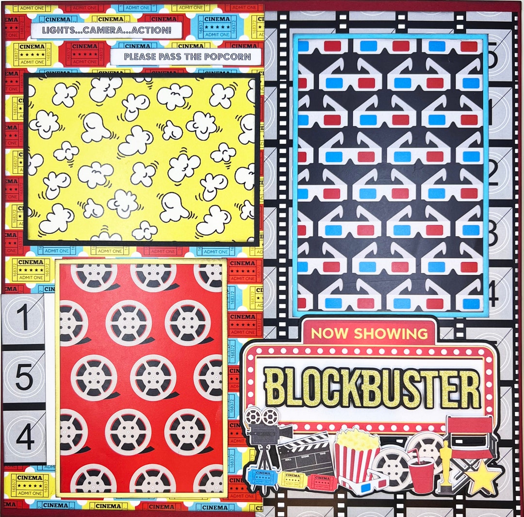 BLOCKBUSTER 12x12 Double Premade Scrapbook 2-page Layout MOVIES - Etsy