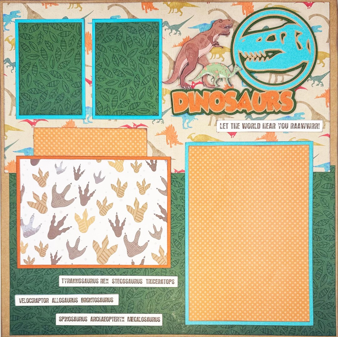 DINOSAURS 12x12 Premade Dinosaur Scrapbook Page Layout - Etsy