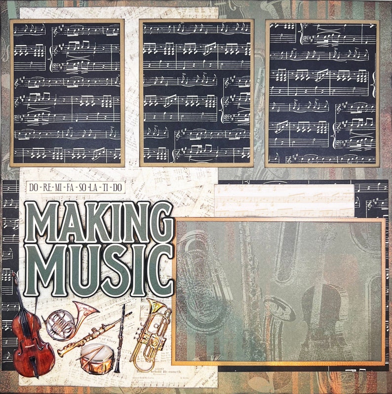 MAKING MUSIC 12x12 Premade Scrapbook Page Layout BAND - Etsy