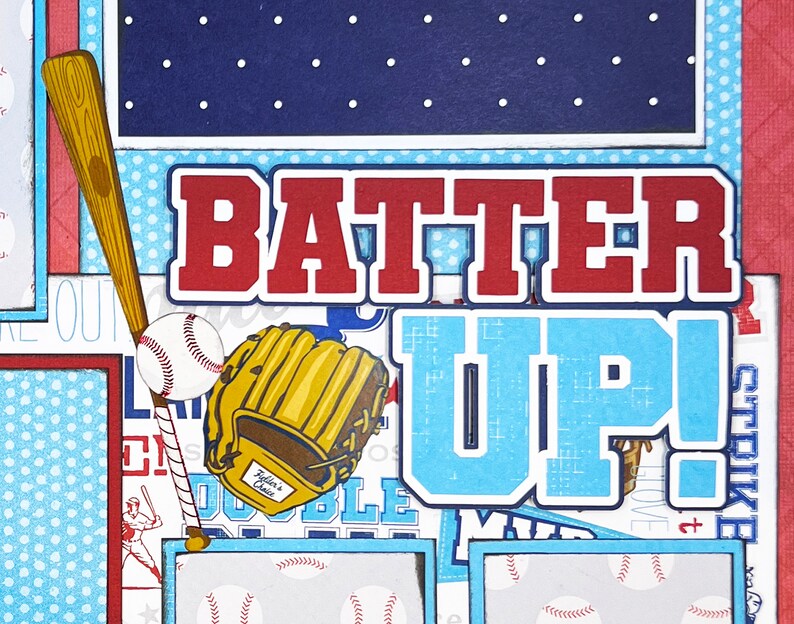 BATTER UP! 12x12 Premade Scrapbook Layout Baseball Sports - Etsy