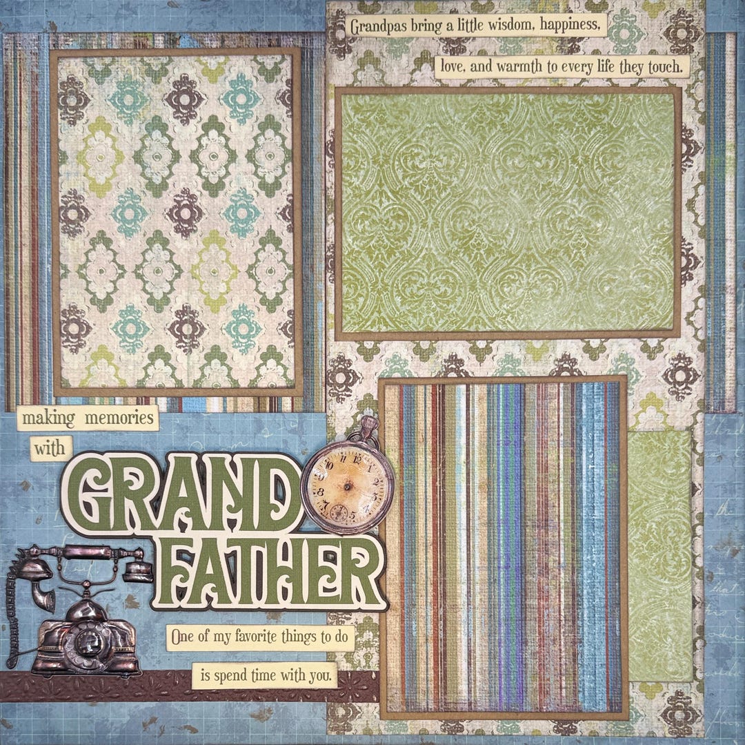 MAKING MEMORIES With GRANDFATHER 12x12 Scrapbook Layout Page Grandpa - Etsy