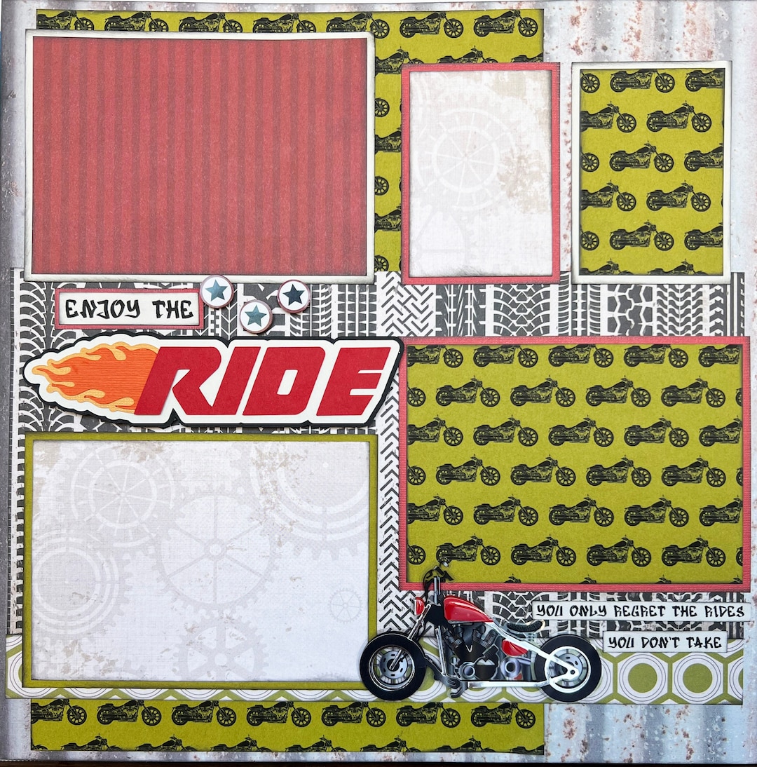 ENJOY THE RIDE 12x12 Premade Scrapbook Page Layout Motorcycle - Etsy