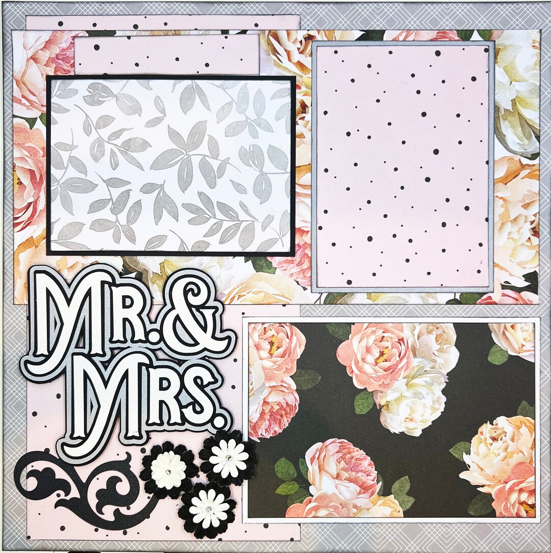 MR. & MRS. 12x12 Double Premade Scrapbook 2-page Layout Romantic ...