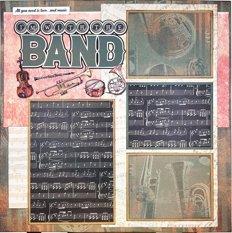I'm WITH THE BAND 12x12 Premade Scrapbook Page Layout Music - Etsy