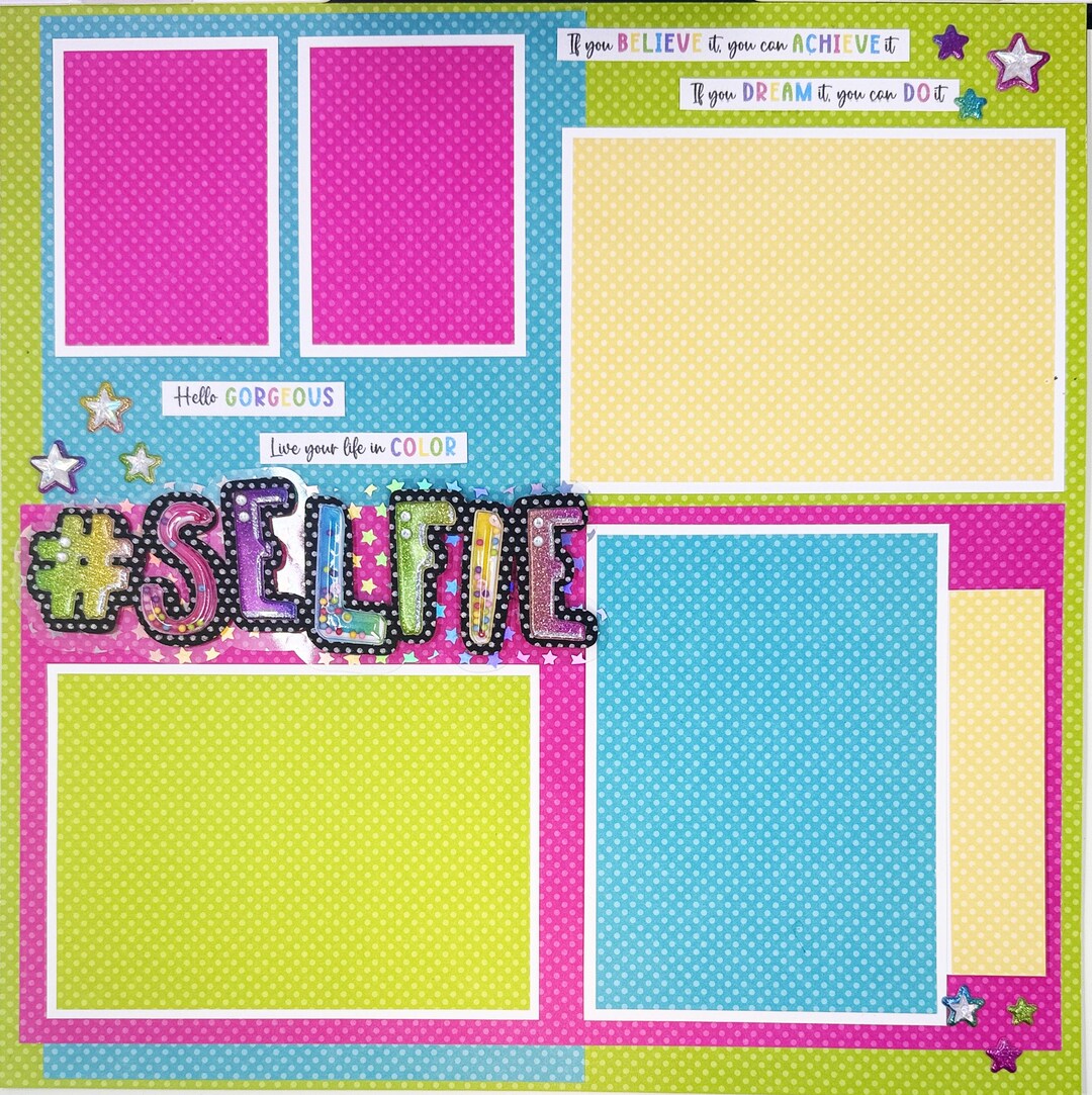 SELFIE 12x12 Pre-made Scrapbook Page Layout - Etsy