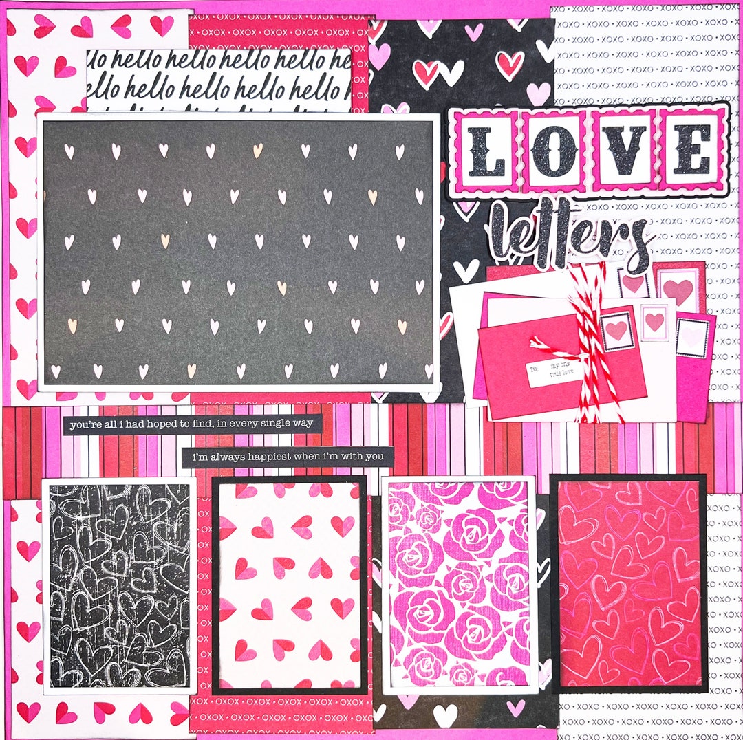 LOVE LETTERS 12x12 Pre-made Scrapbook Page Valentine - Etsy