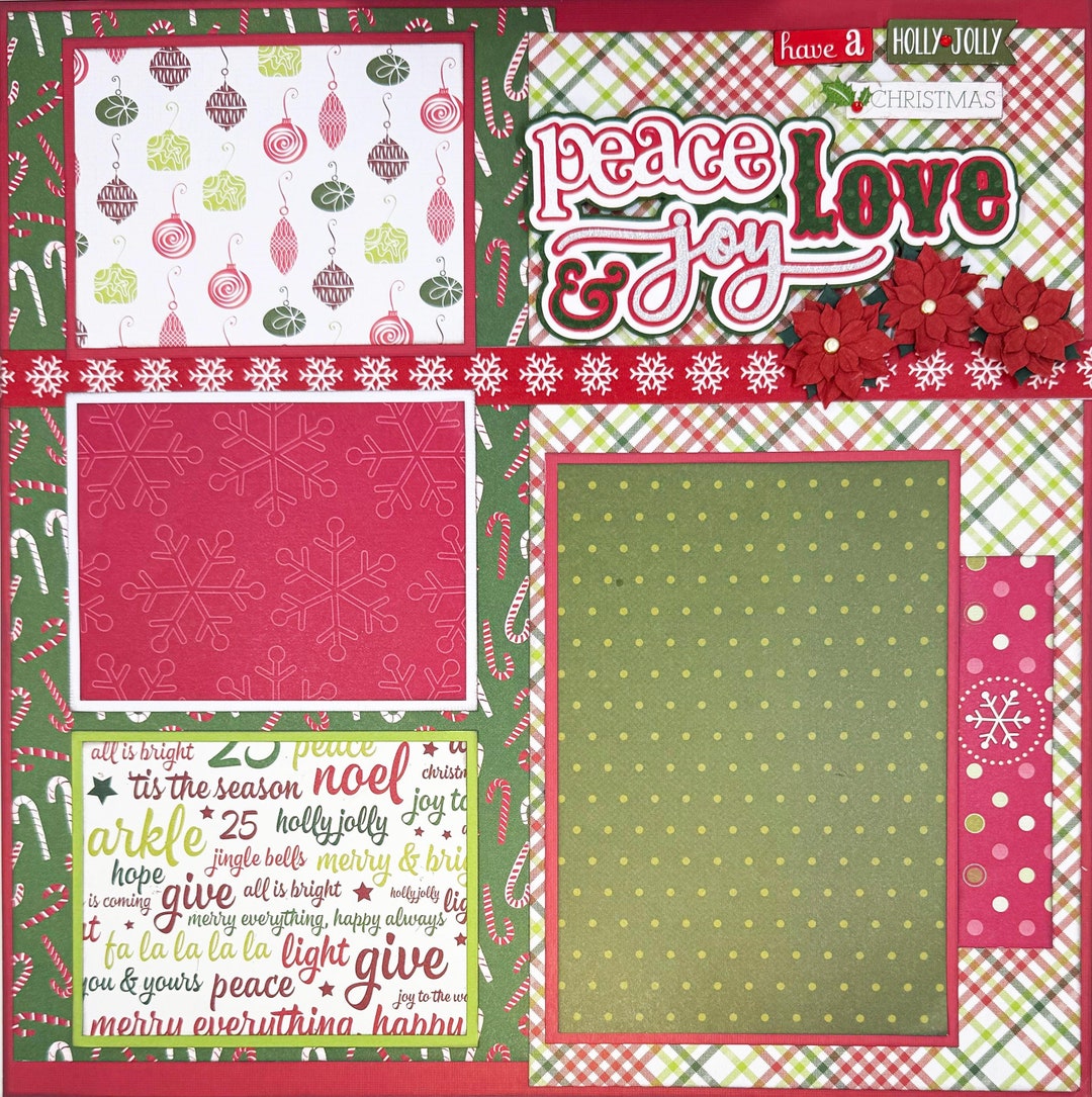 PEACE LOVE & JOY 12x12 Double Pre-made Scrapbook 2-page Layout ...