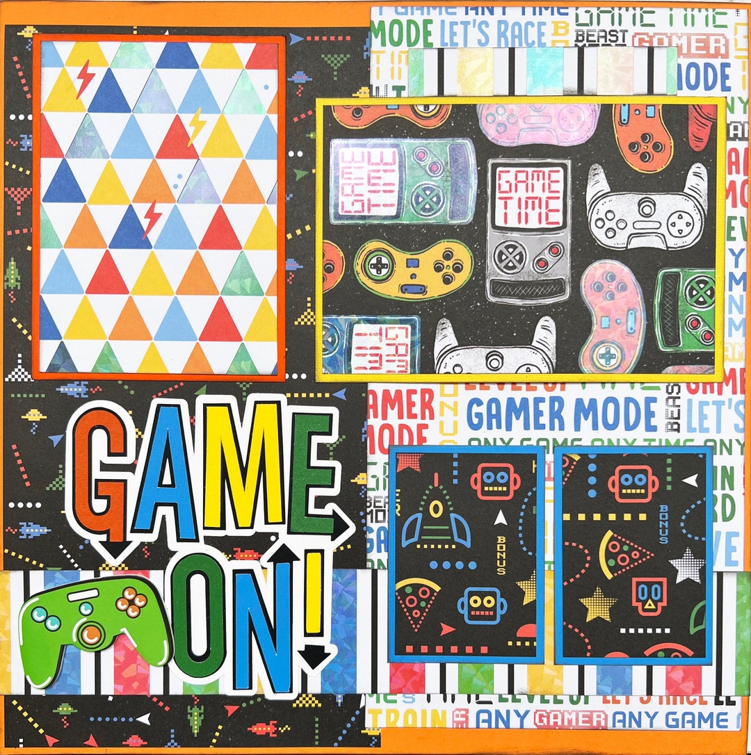 GAME ON 12x12 Premade Scrapbook Page Layout Video Games - Etsy
